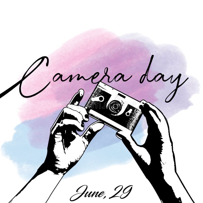 National Camera Day. June, 29 Stock Image - Illustration of desk ...