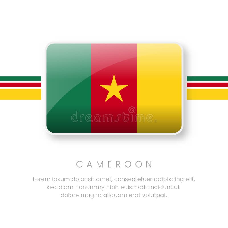 National Cameroon Flag.Vector Cameroon Button Flag Stock Vector - Illustration of stripes ...
