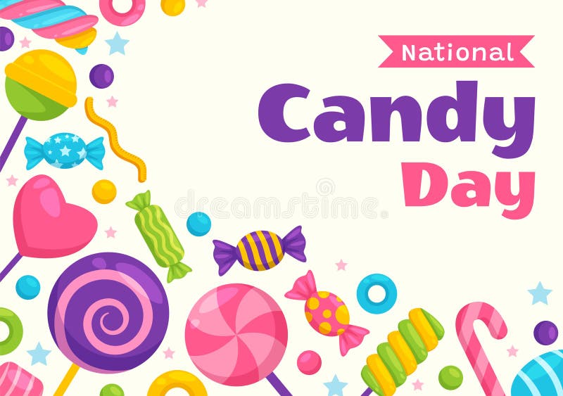 National Candy Day Vector Illustration with Different Types of Candies ...