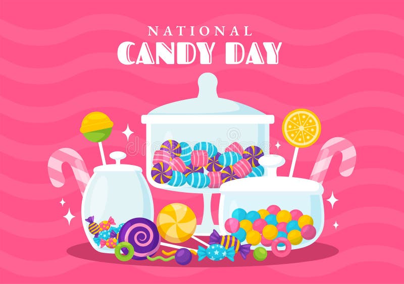 National Candy Day Vector Illustration with Different Types of Candies ...