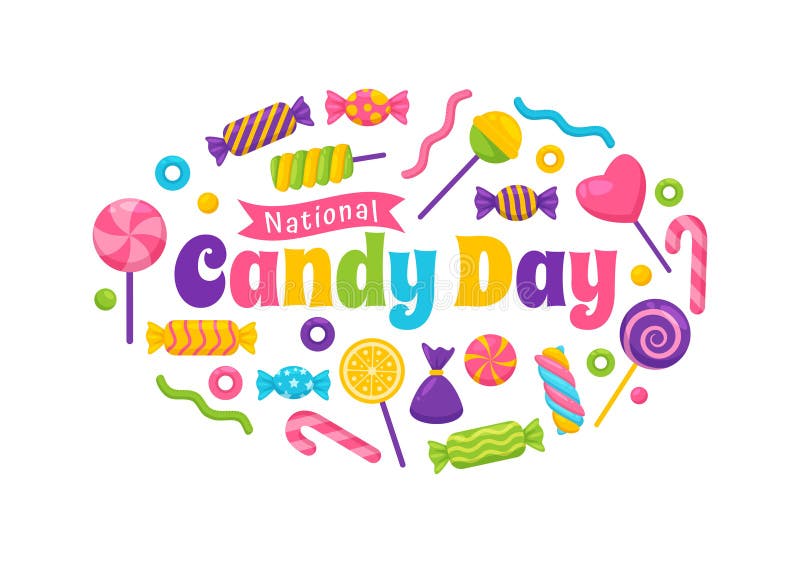 National Candy Day Vector Illustration with Different Types of Candies ...