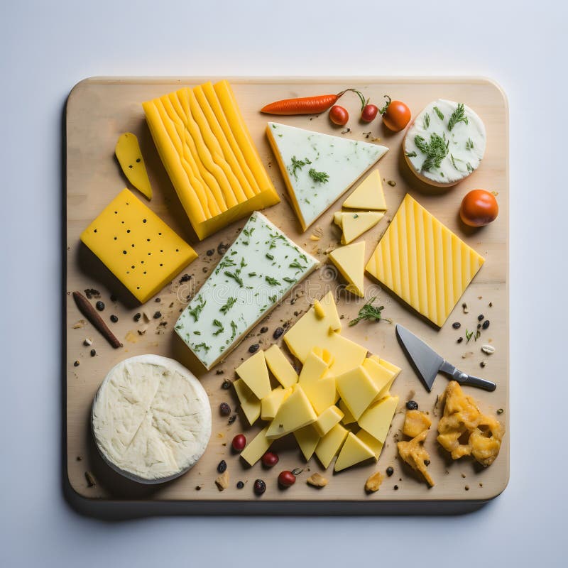 National Cheese Day - Various Cheeses and Spices Stock Illustration ...