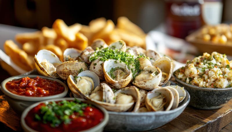 National Clams on the Half Shell Day Hearty Seafood Platter with Clams ...