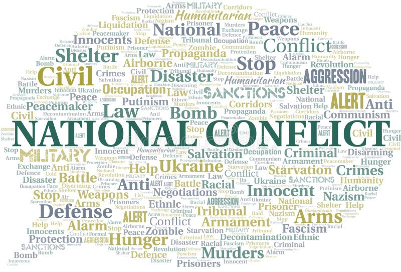 National Conflict Word Cloud. Vector Made with the Text only. Stock ...