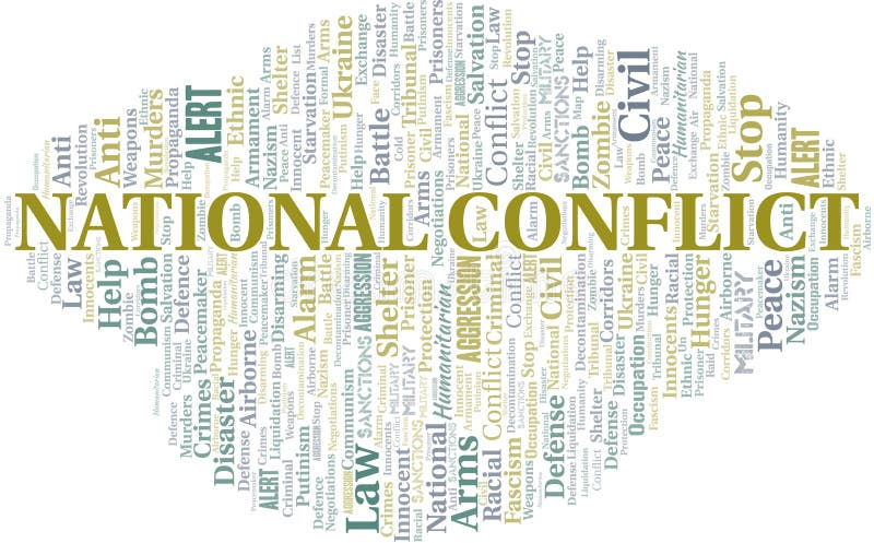 National Conflict Word Cloud. Vector Made with the Text only. Stock ...