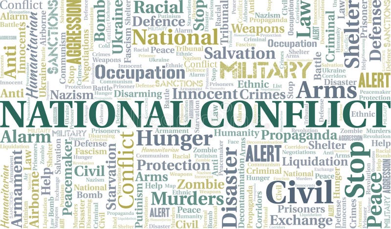 National Conflict Word Cloud. Vector Made with the Text only. Stock ...