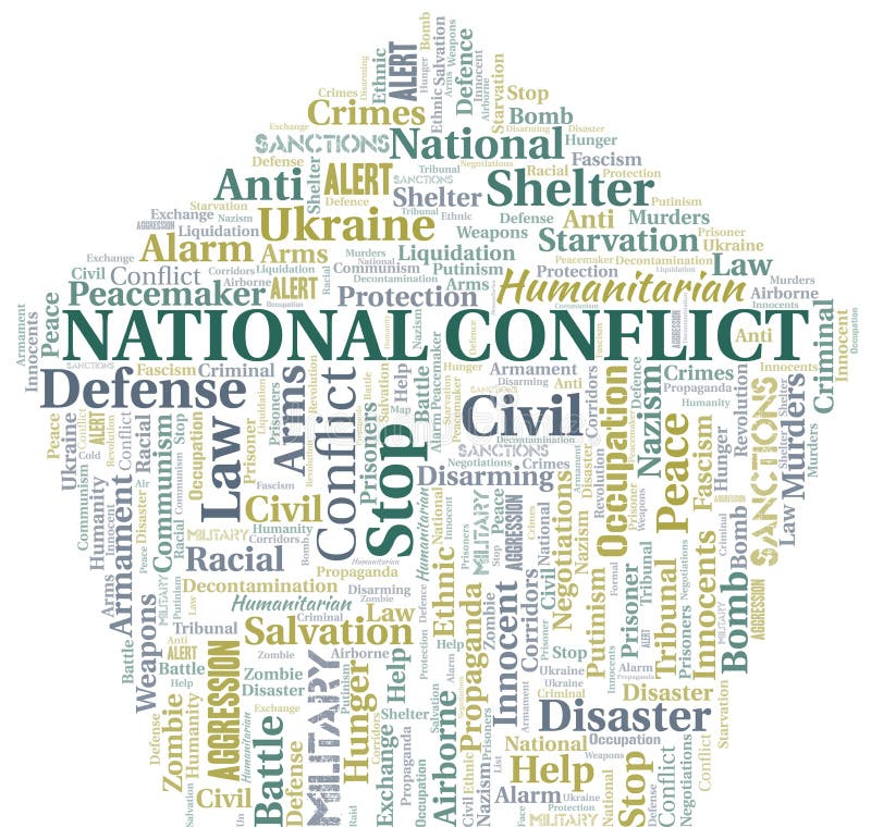 National Conflict Word Cloud. Vector Made with the Text only. Stock ...