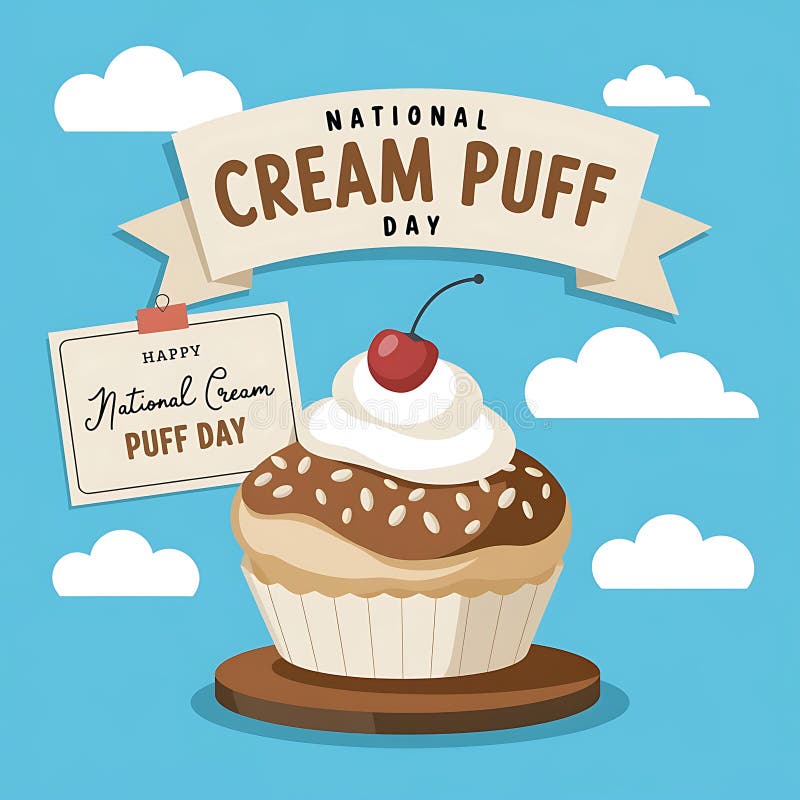 Discover Tasty Recipes for National Cream Puff Day Stock Illustration ...