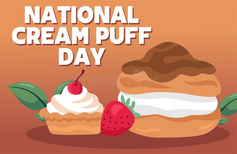 National Cream Puff Day and Delicious Cream Puff Stock Vector ...