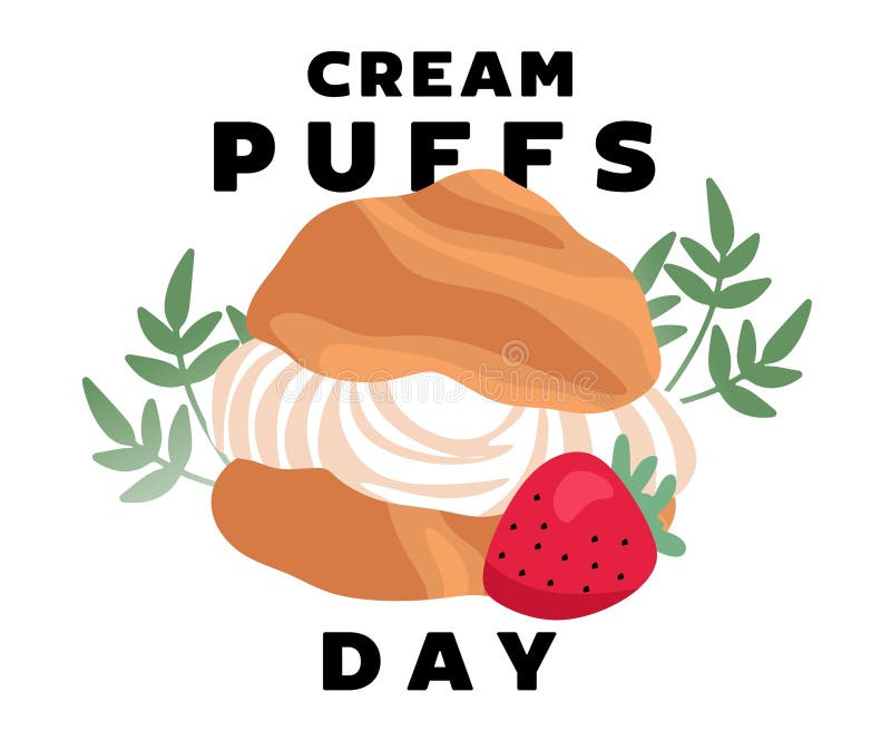 National Cream Puff Day and Delicious Cream Puff Stock Vector ...