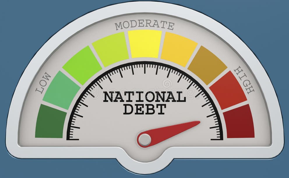 National Debt Level Measuring Scale with Color Indicator Stock ...