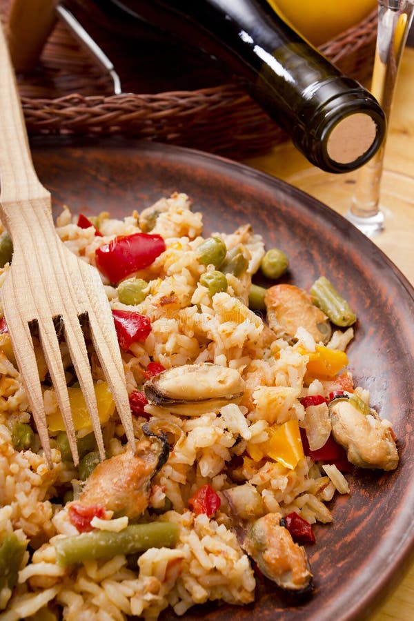 National Dish of Spain - Fish Paella Stock Photo - Image of plate, dish ...