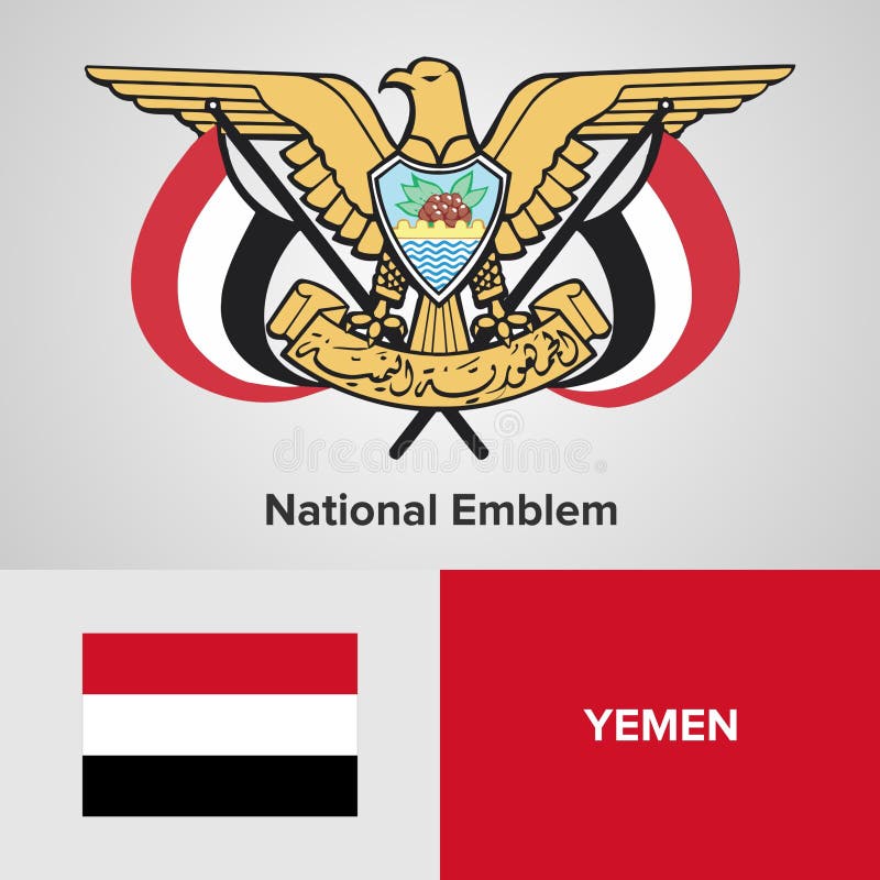 National Emblem and Flag of Yemen Stock Vector - Illustration of colour ...