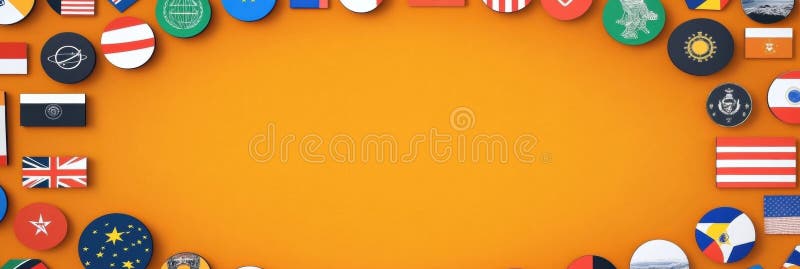 National Emblems and Flags in Round Layout Symbolizing Unity and ...