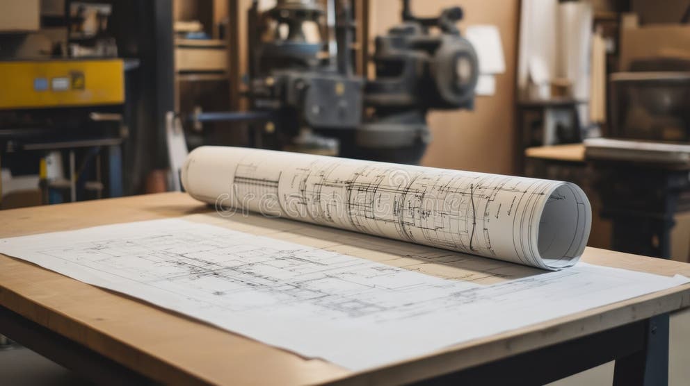 National Engineers Week Architectural Plans on Wooden Table in ...