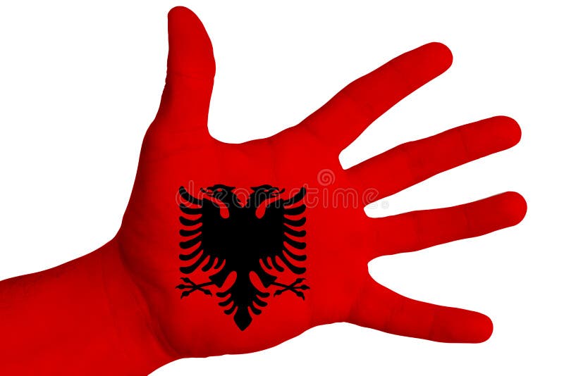 Albania Hand Painted Waving National Flag. Stock Illustration ...