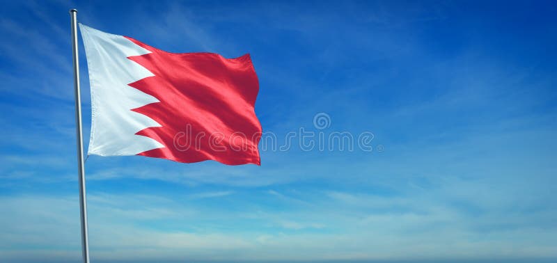 The National Flag of Bahrain Stock Photo - Image of fabric, flying ...