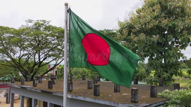 The National Flag of Bangladesh Flying with the Flow of the Wind. the ...