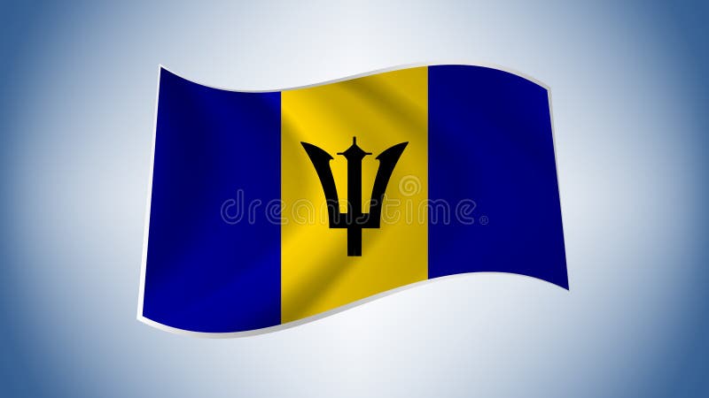 National Flag of Barbados - Waving National Flag of Barbados - Barbados ...