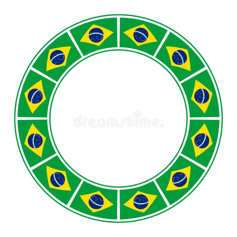 Flag of Brazil, Circle Frame, Border Made of Repeated National Flag ...
