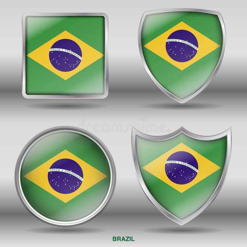 National Flag of Brazil in 4 Shape Collection Stock Vector ...
