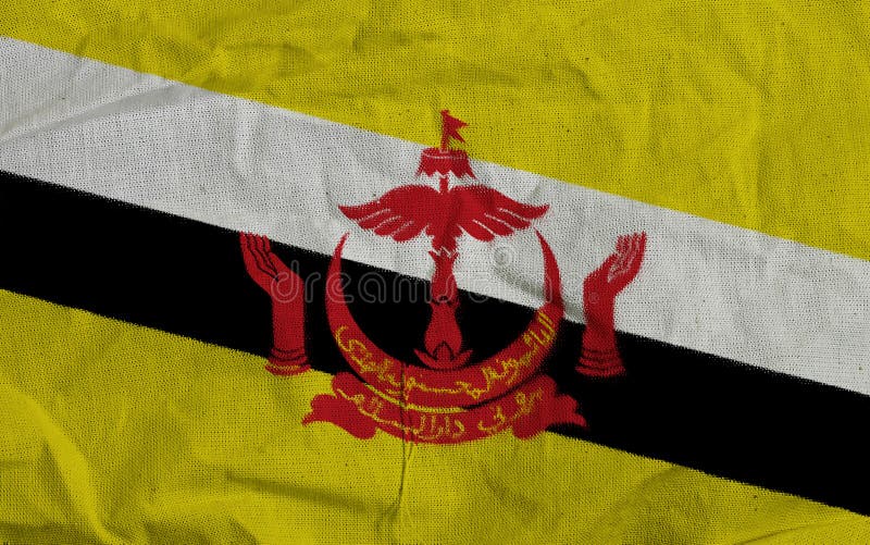 National Flag of Brunei Featuring Its Emblem and Symbolic Colors Stock ...