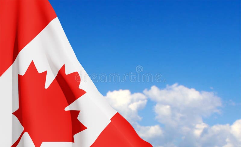 The National Flag of Canada on Blue Sky Stock Vector - Illustration of ...