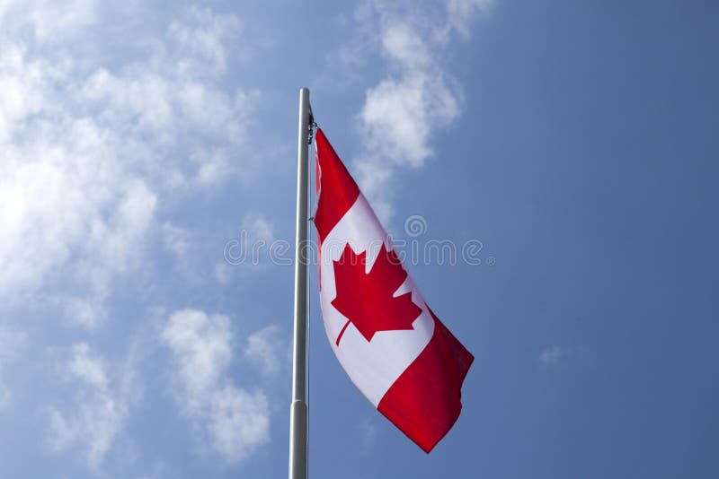 National Flag of Canada on a Flagpole Stock Image - Image of flag ...