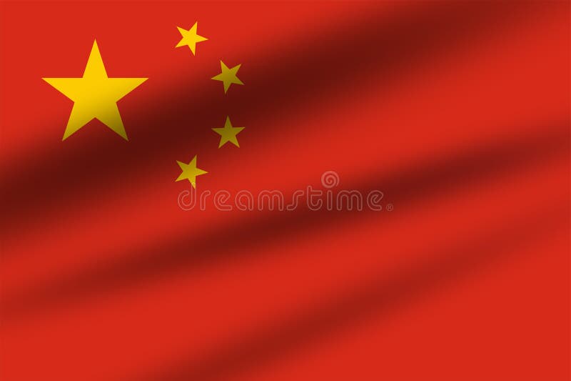 National Flag of China. Wavy Flag with Light and Shadow Stock Photo ...