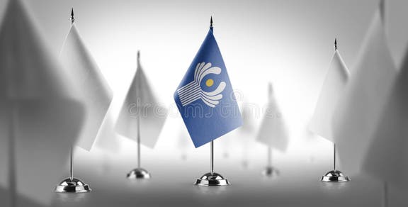 The National Flag of the CIS Surrounded by White Flags Stock Photo ...