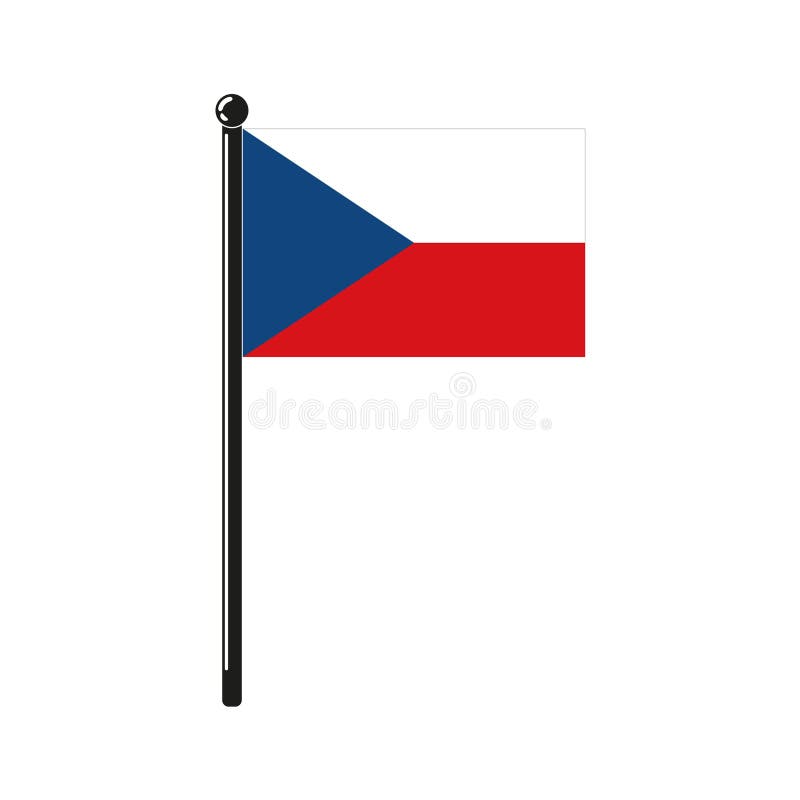 National Flag of Czech Republic on the Stick Stock Vector ...