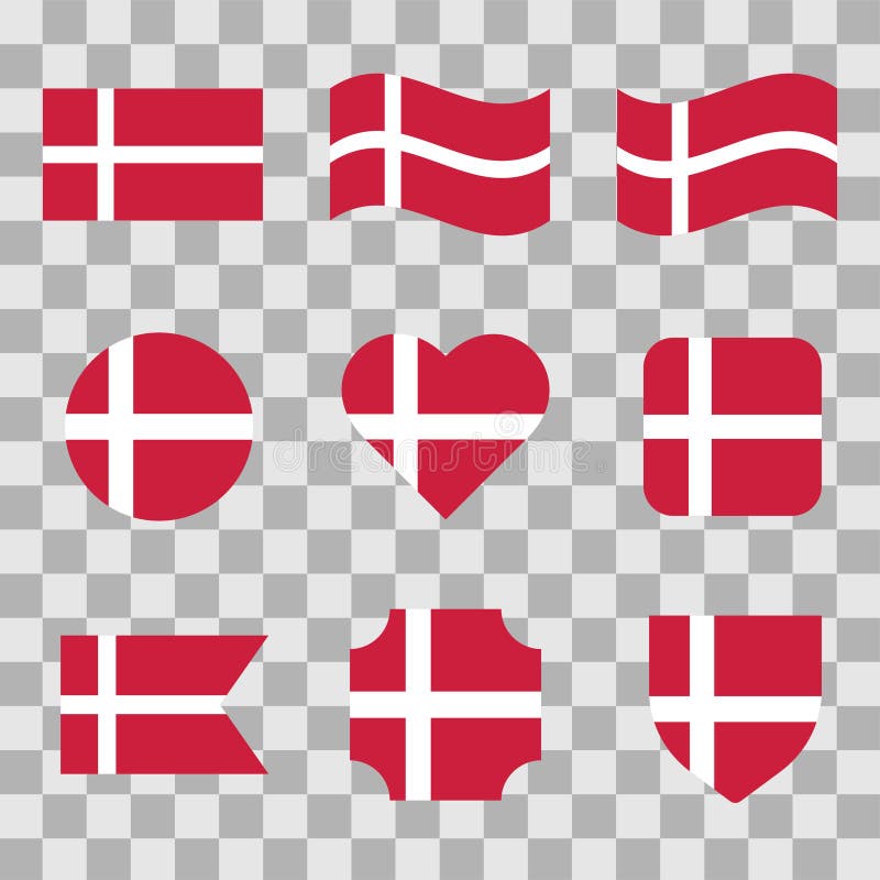 National Flag of Denmark. Different Flag Icons Set Stock Vector - Illustration of nation ...