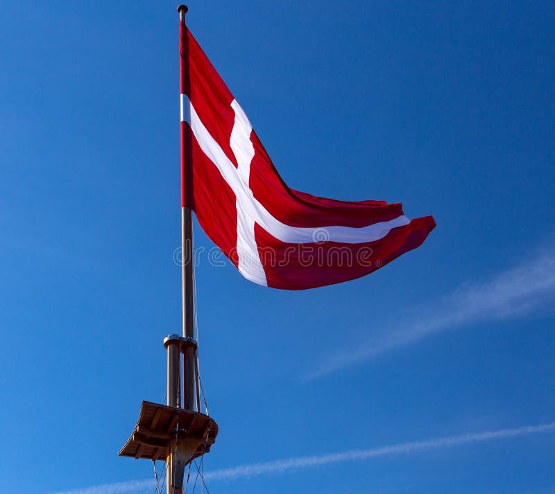 National Flag of Denmark on the Ship`s Mast. Stock Photo - Image of ...