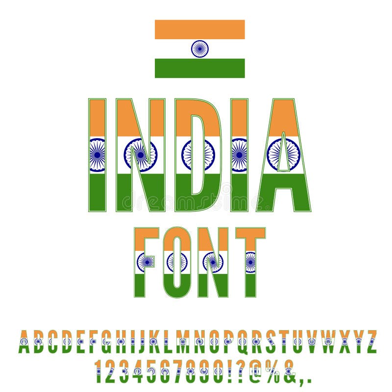 India Flag Font stock vector. Illustration of typography - 80544223