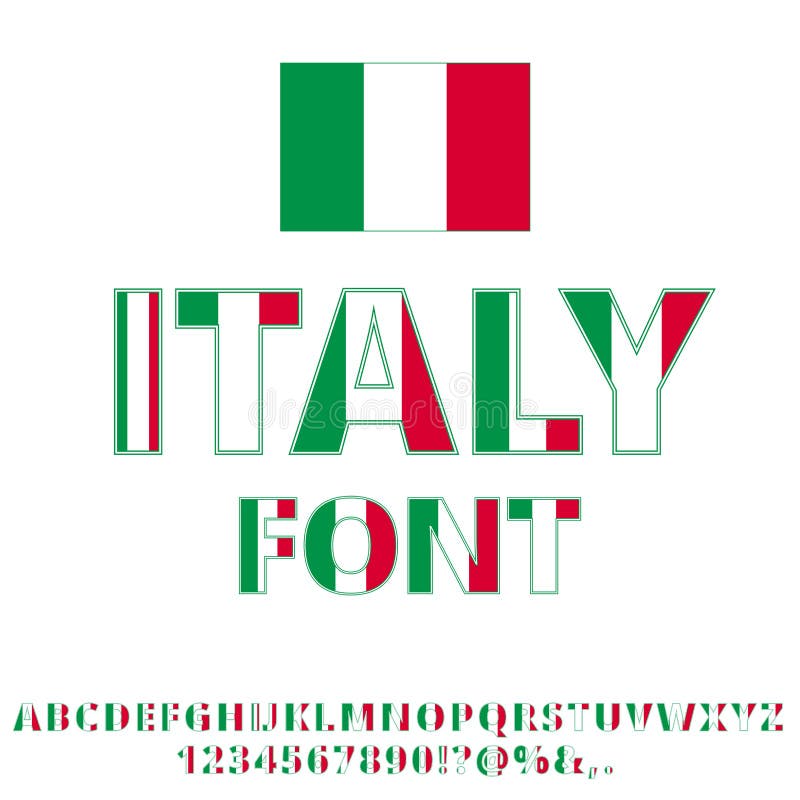 Italy Cartoon Font. Italian National Flag Colors. Paper Cutout Glossy ...