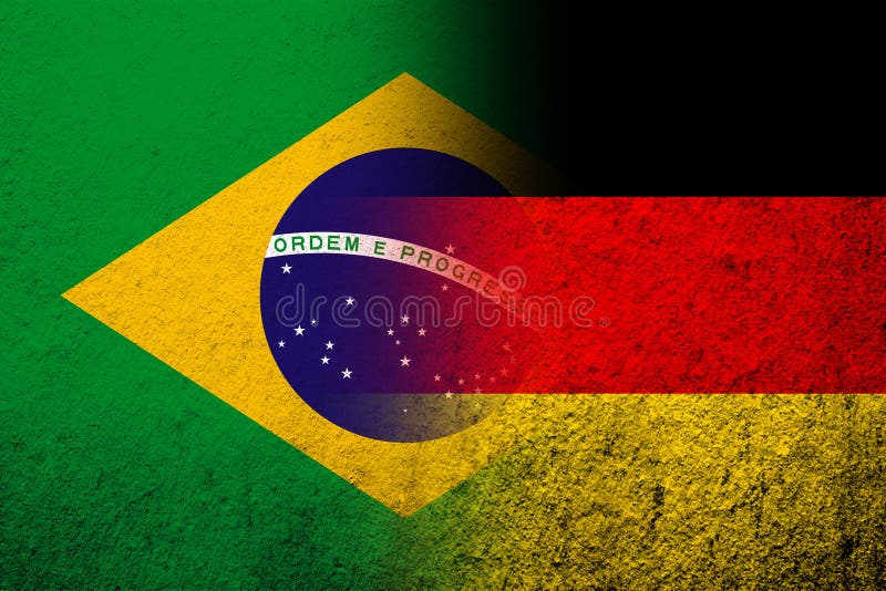 The National Flag of Germany with National Flag of Brazil. Grunge ...