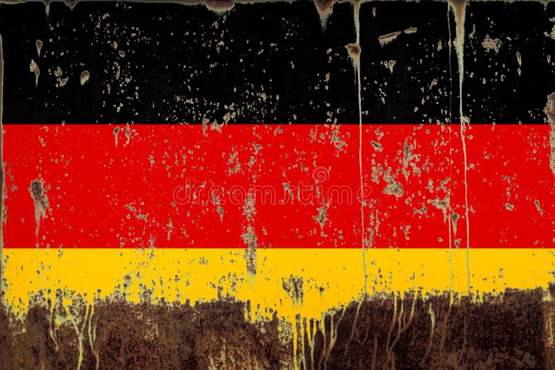 National Flag of Germany on Metal Texture Stock Photo - Image of plate ...