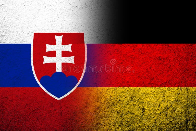 The National Flag of Germany with National Flag of Slovakia. Grunge ...