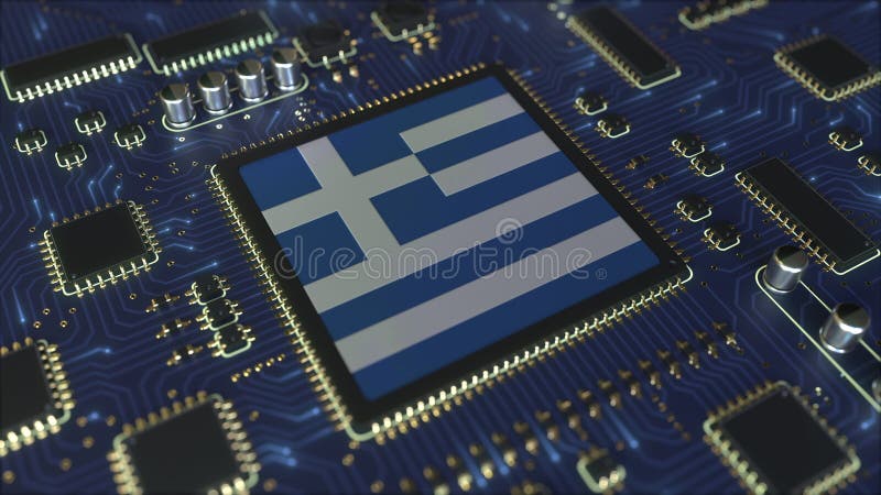 National Flag of Greece on the Operating Chipset. Greek Information ...