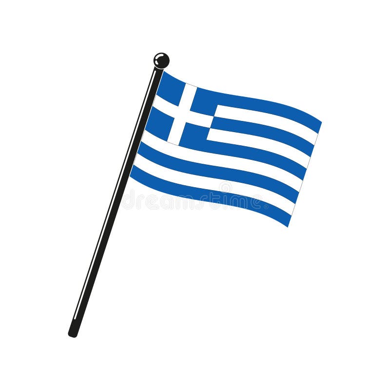 National Flag of Greece on the Stick Stock Illustration - Illustration ...