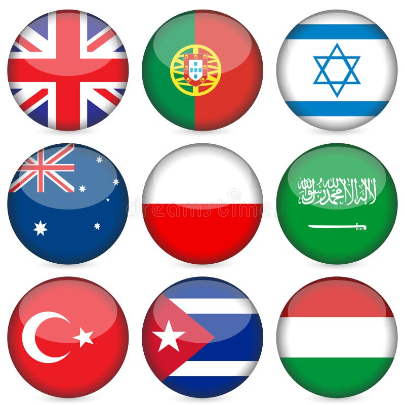 National flag icon set 4 stock vector. Illustration of hungary - 12882475