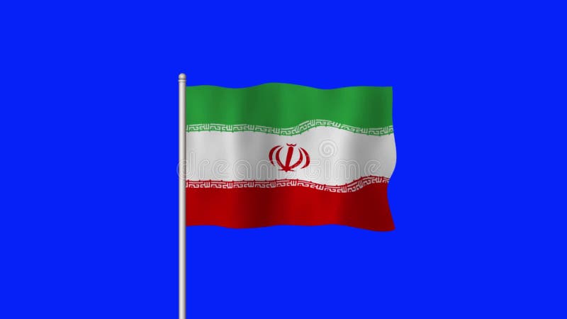 National Flag of Iran Waving on a Blue Screen Stock Video - Video of ...