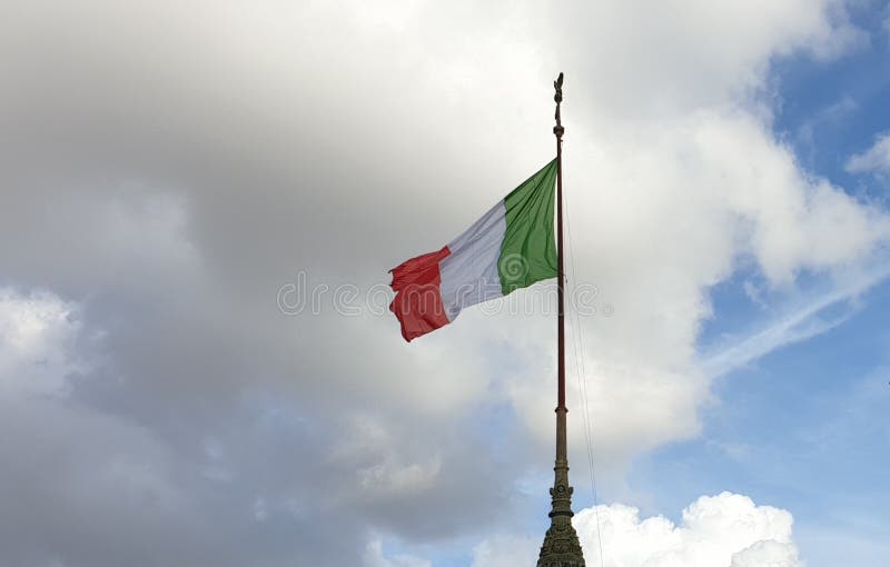 The National Flag of Italy in Rome Stock Photo - Image of white ...