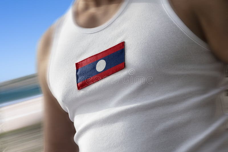 The National Flag of Laos on the Athlete& X27;s Chest Stock Photo ...