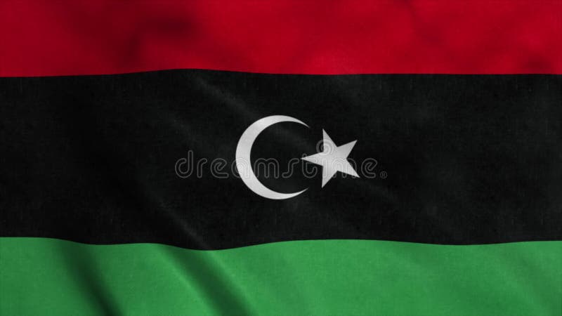 The National Flag of Libya is Flying in the Wind. 4K Stock Footage ...
