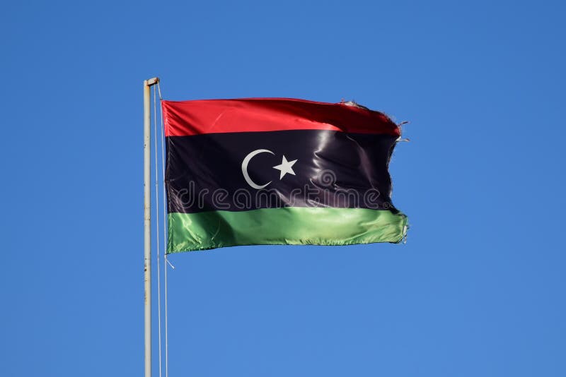 National flag of Libya stock photo. Image of black, crescent - 46545244