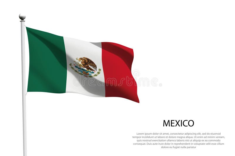 National Flag Mexico Waving on White Background Stock Illustration ...