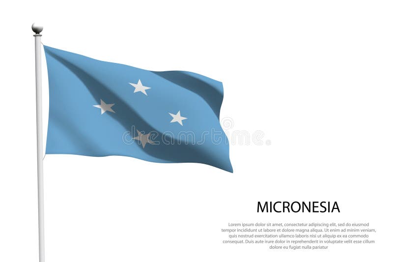 National Flag Micronesia Waving on White Background Stock Illustration ...