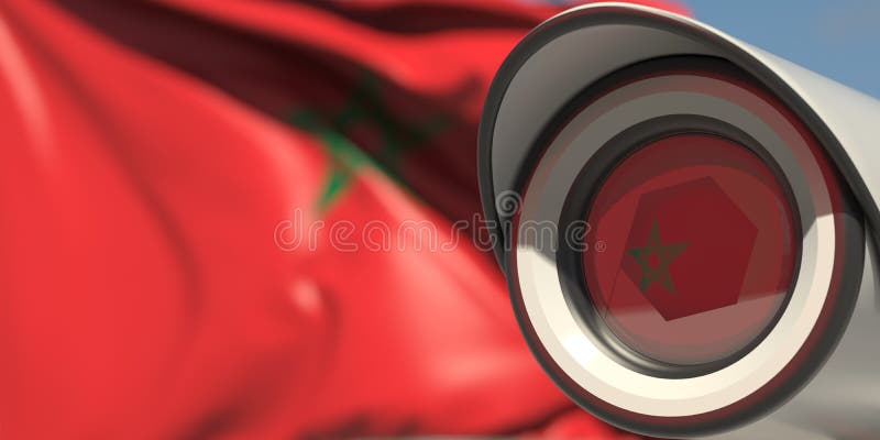 National Flag of Morocco and CCTV Camera. Surveillance System ...