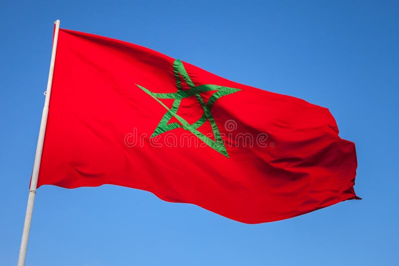 National Flag of Morocco on a Flagpole Stock Photo - Image of arabic ...